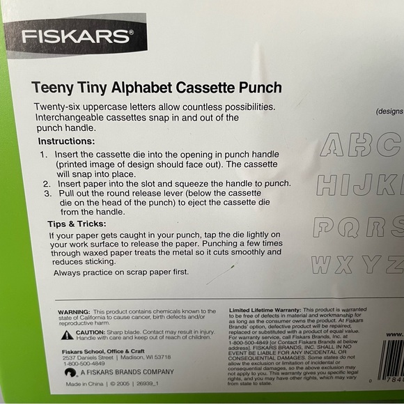 Fiskars | Office | Fiskars Alphabet Cassette Punch Teeny Tiny In Box ...